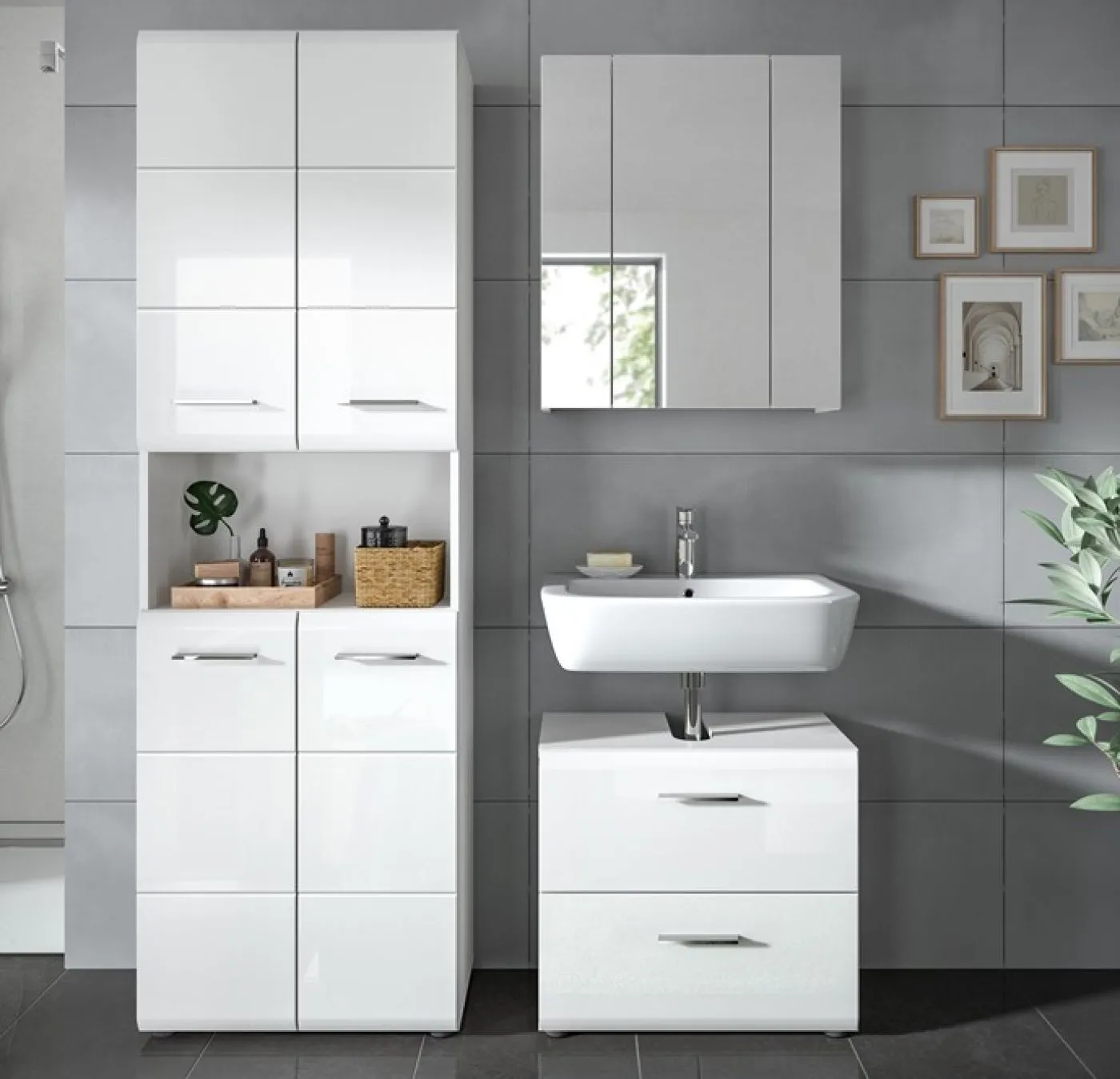 Bad Set Ice | 3-teilig | weiß / weiß Hochglanz